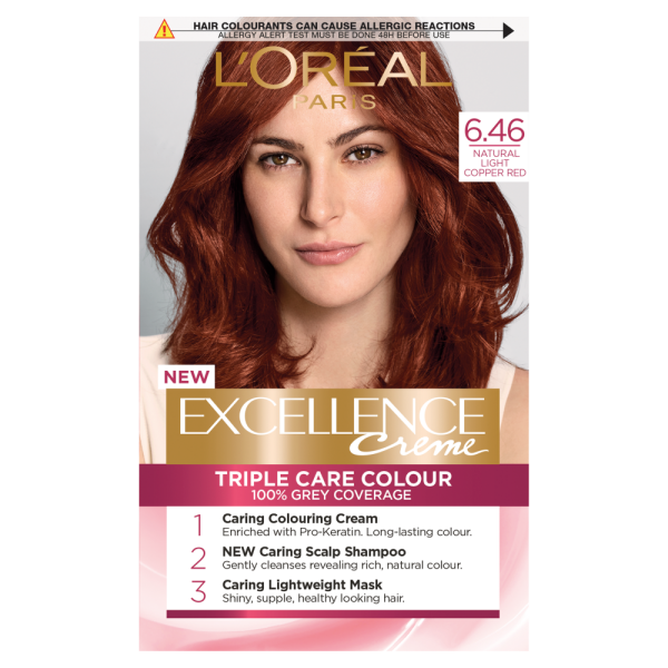Loreal Paris Excellence Creme 6 46 Natural Light Copper Red Hair Dye