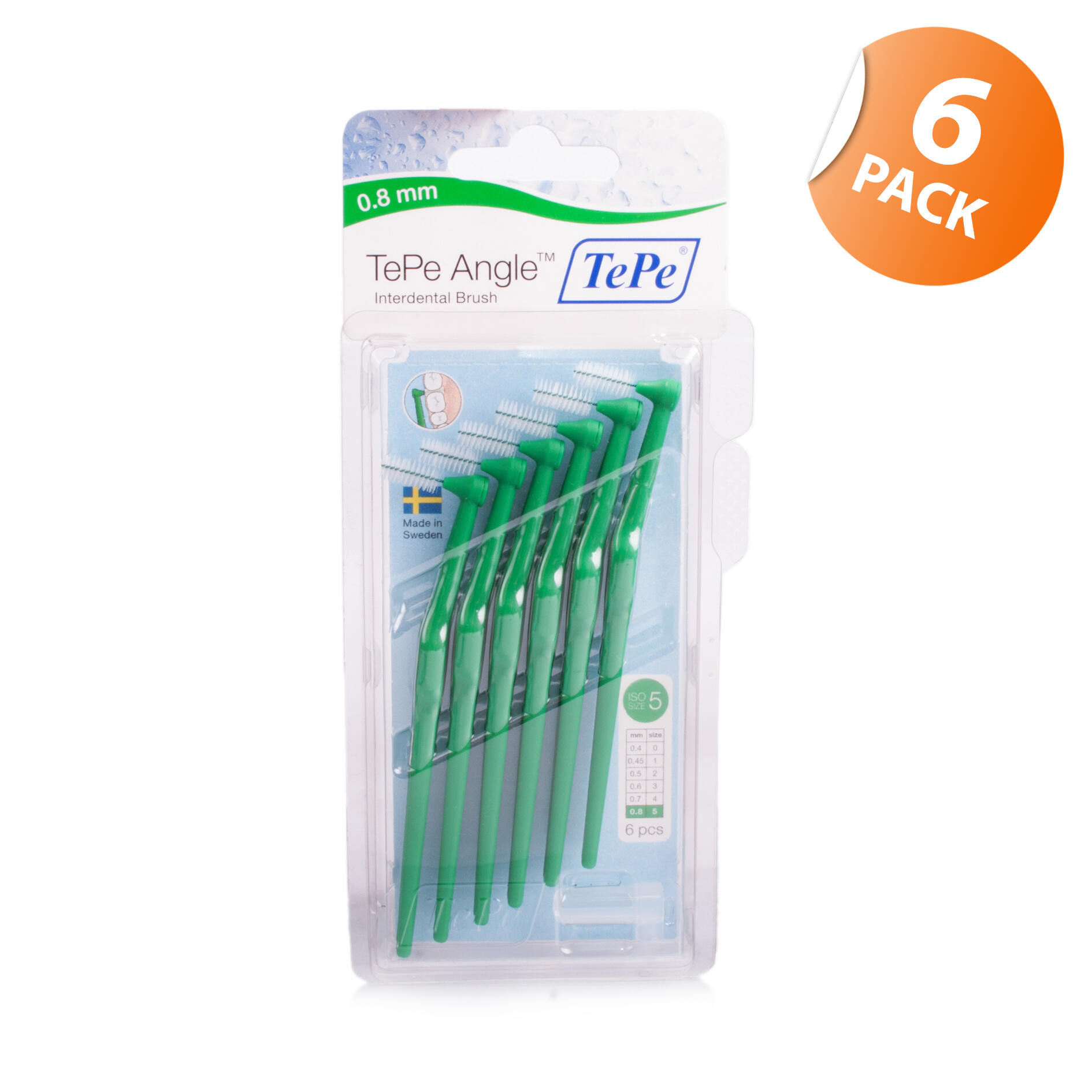 Tepe Angled Interdental Brush Green 6 Pack | Chemist Direct